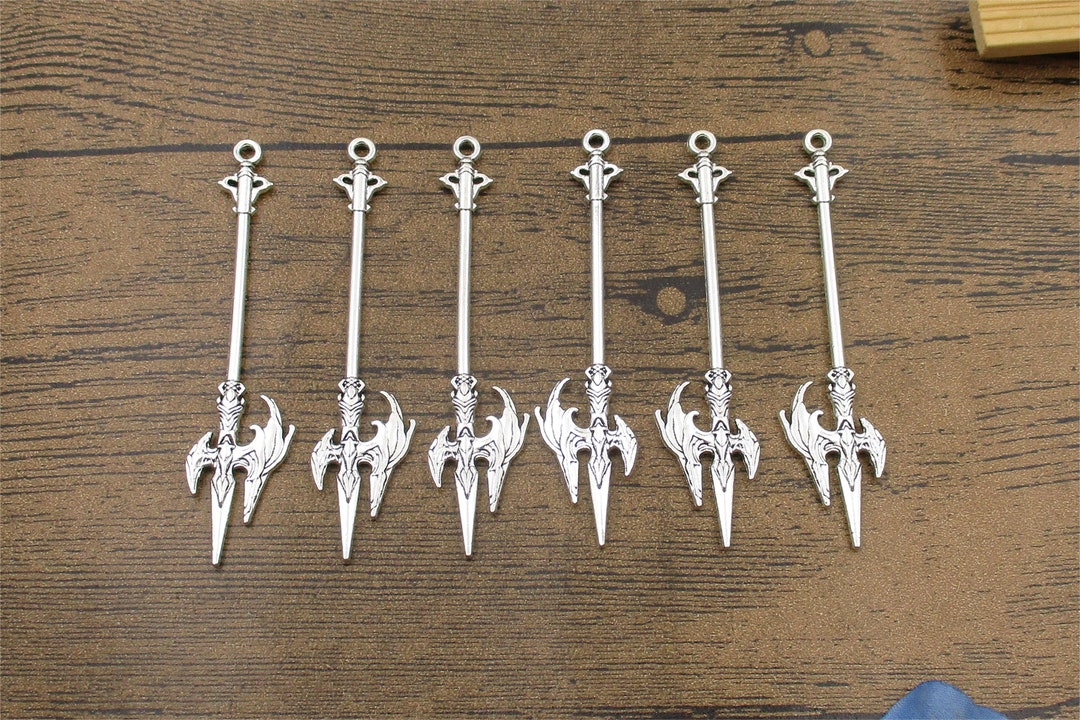 6 Halberd Charms, Antique Silver Tone,double Sided-rs1378 - Etsy