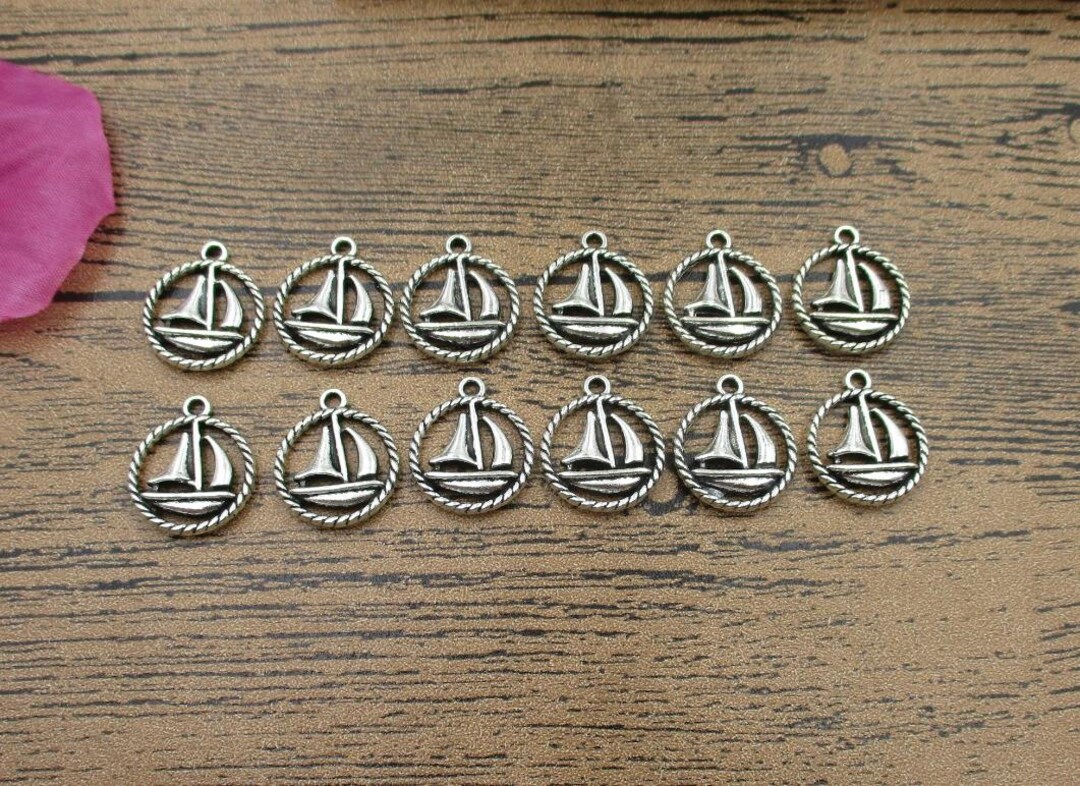 20 Sailboat Charms Antique Silver Tone Double Sided-rs723 - Etsy