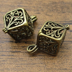 2 Cube Cage Pendant,small Cube Cage Charm for 8mm Pearls or Gemstones ...