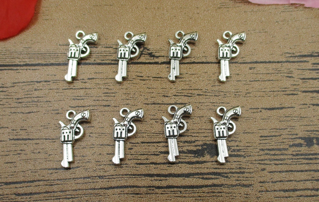 20 Gun Charms Antique Silver Tone Double Sided-RS278 | Etsy
