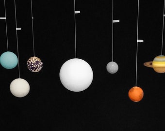 Hand Painted Solar System Model Hanging, Solar Mobile, Sun and Planets ...