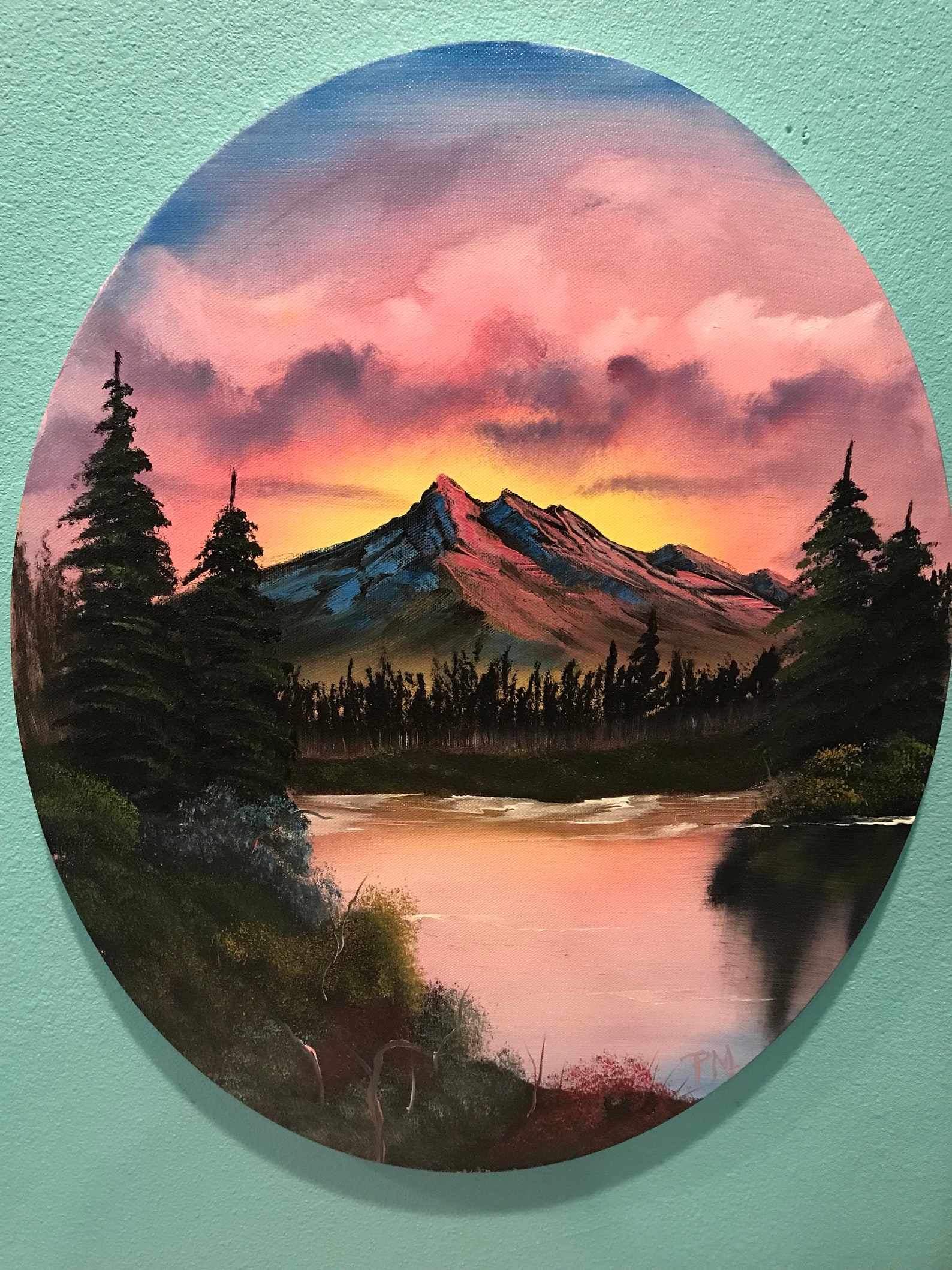 Mountain Oval Sunset | Etsy