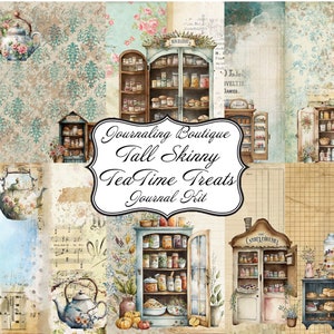 DIGITAL DOWNLOAD Tall Skinny Tea Time Treats Journal Kit Tea Pots Cake ...