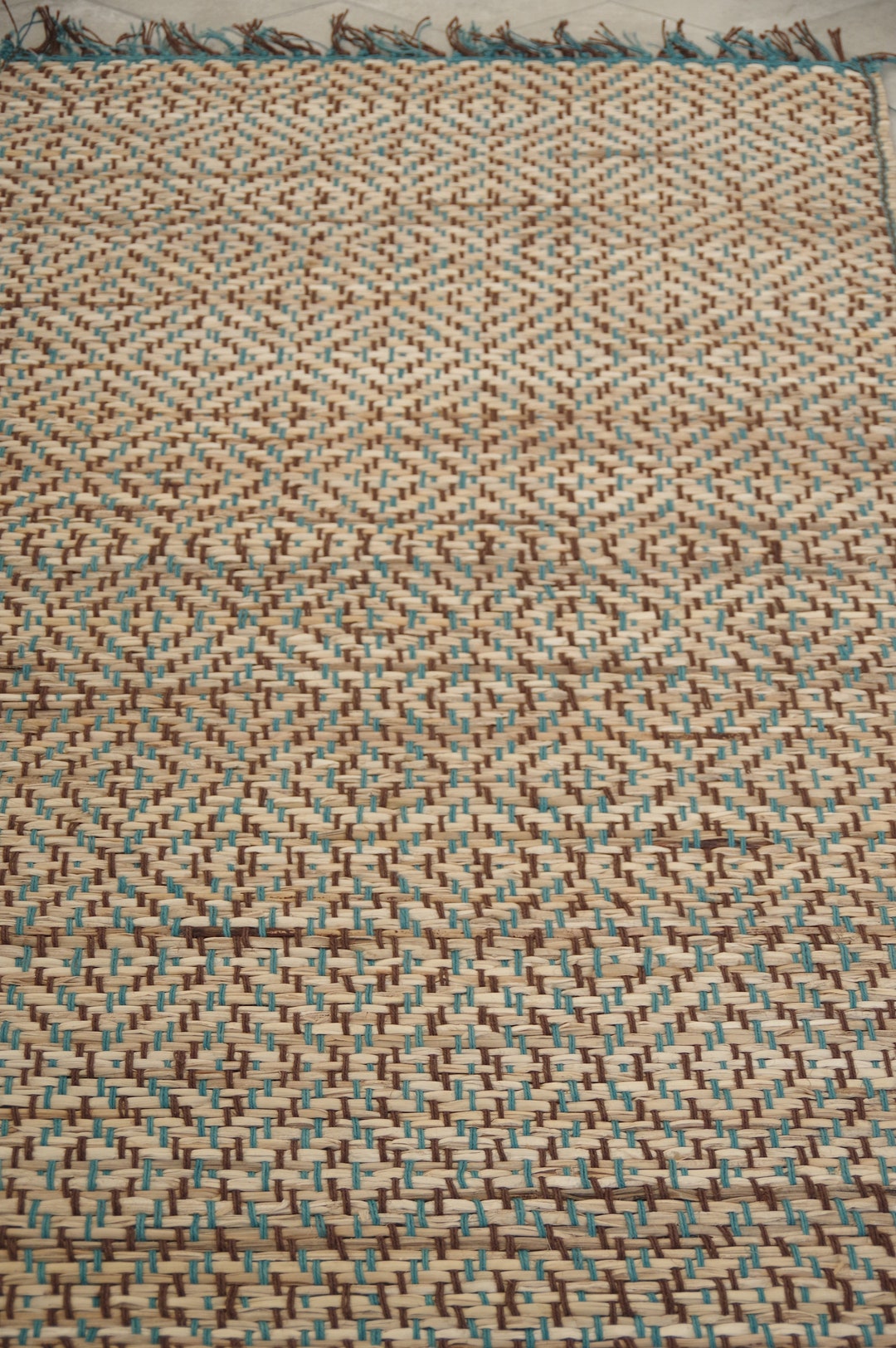 Turquoise Blue and Light Brown Natural Fiber Rug - Etsy