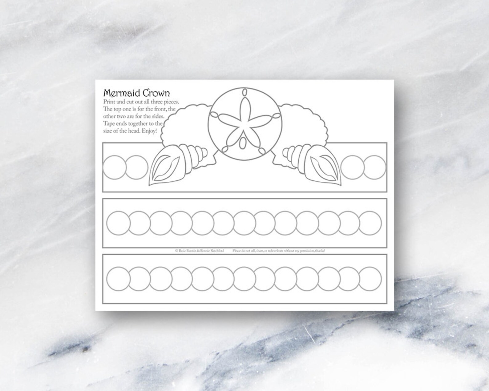 Mermaid Crown-coloring Page-printable-instant - Etsy UK