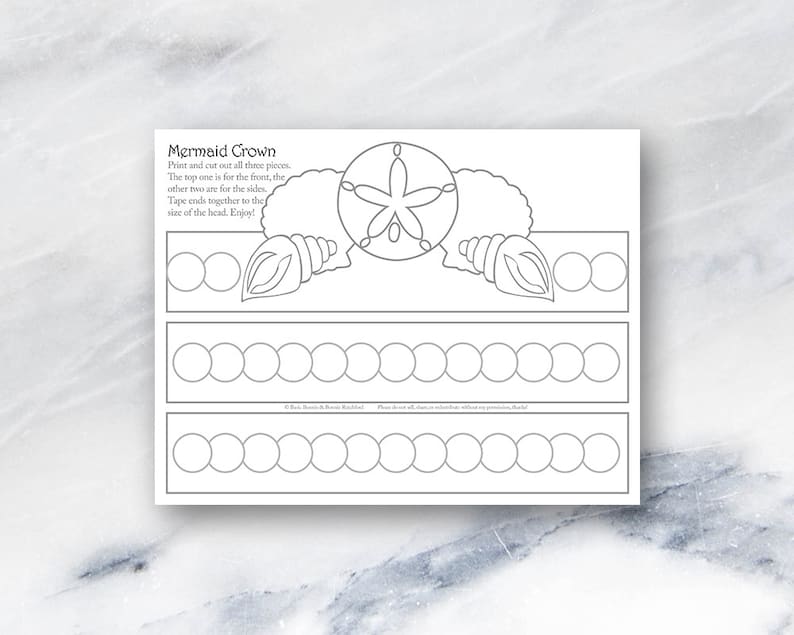 mermaid-crown-coloring-page-printable-instant-etsy