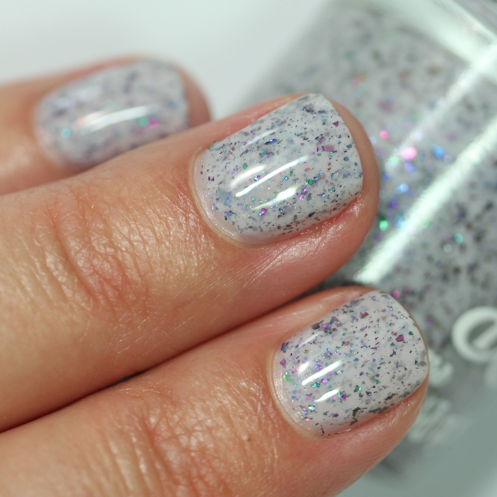 Rainbow Cloudswhite nail polish crelly flake lacquer indie | Etsy