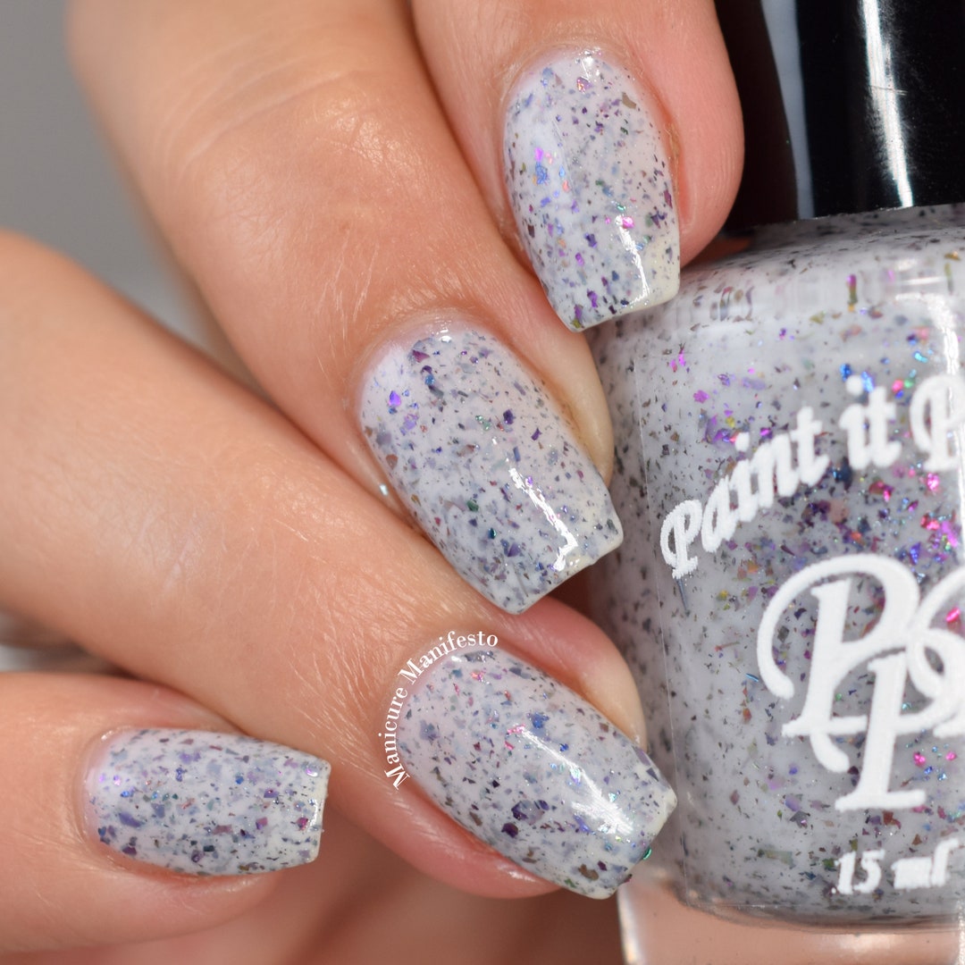 Rainbow Clouds,white Nail Polish, Crelly Flake Lacquer, Indie Nail ...