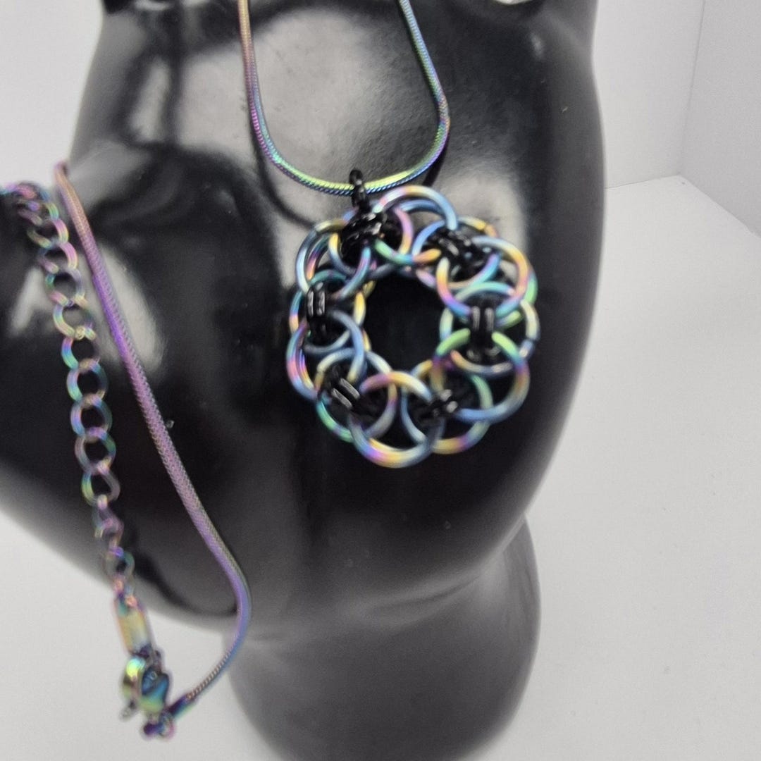 Necklace, Rainbow Chainmail - Etsy