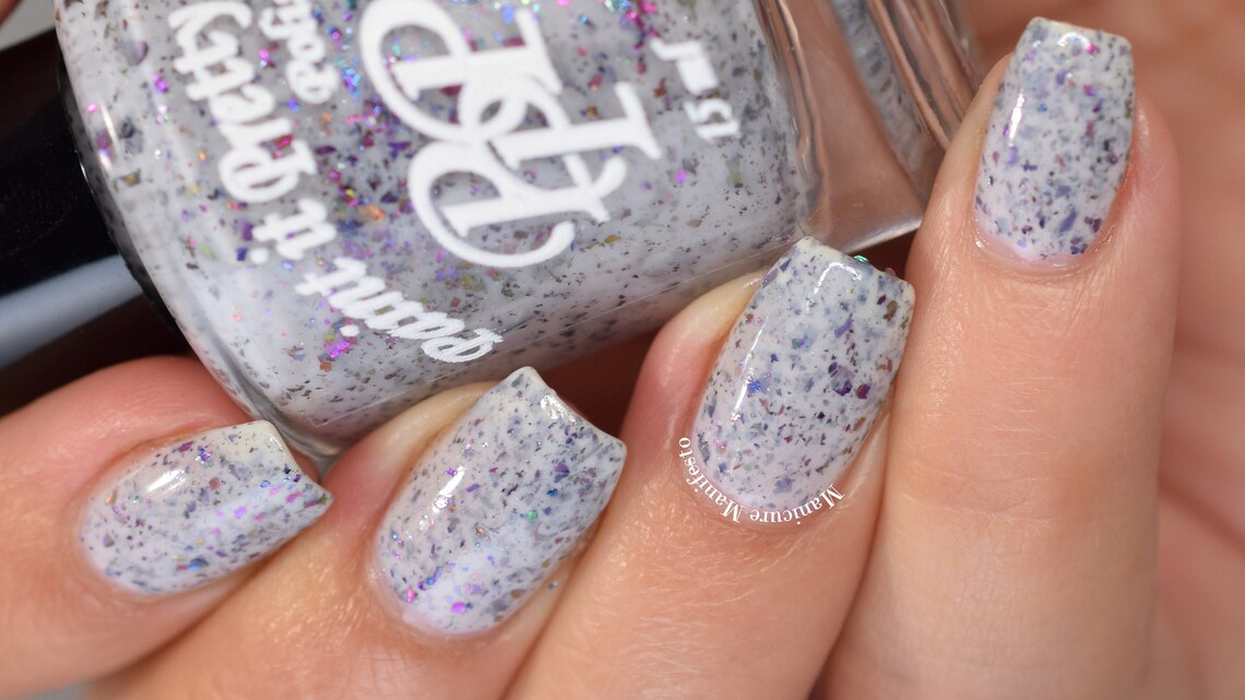 Rainbow Cloudswhite nail polish crelly flake lacquer indie | Etsy