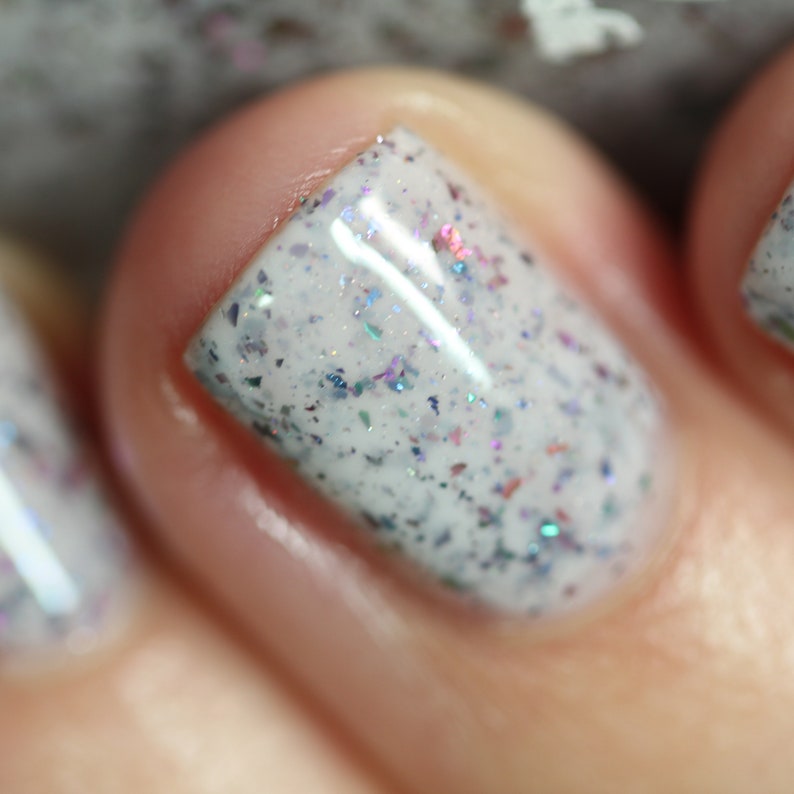 Rainbow Cloudswhite Nail Polish Crelly Flake Lacquer Indie - Etsy