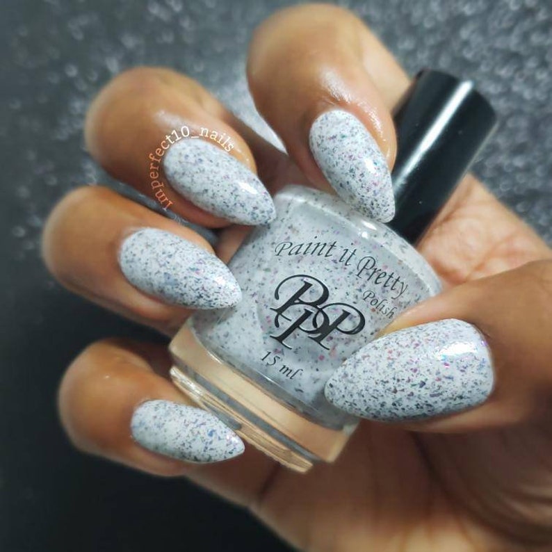 Rainbow Cloudswhite Nail Polish Crelly Flake Lacquer Indie | Etsy