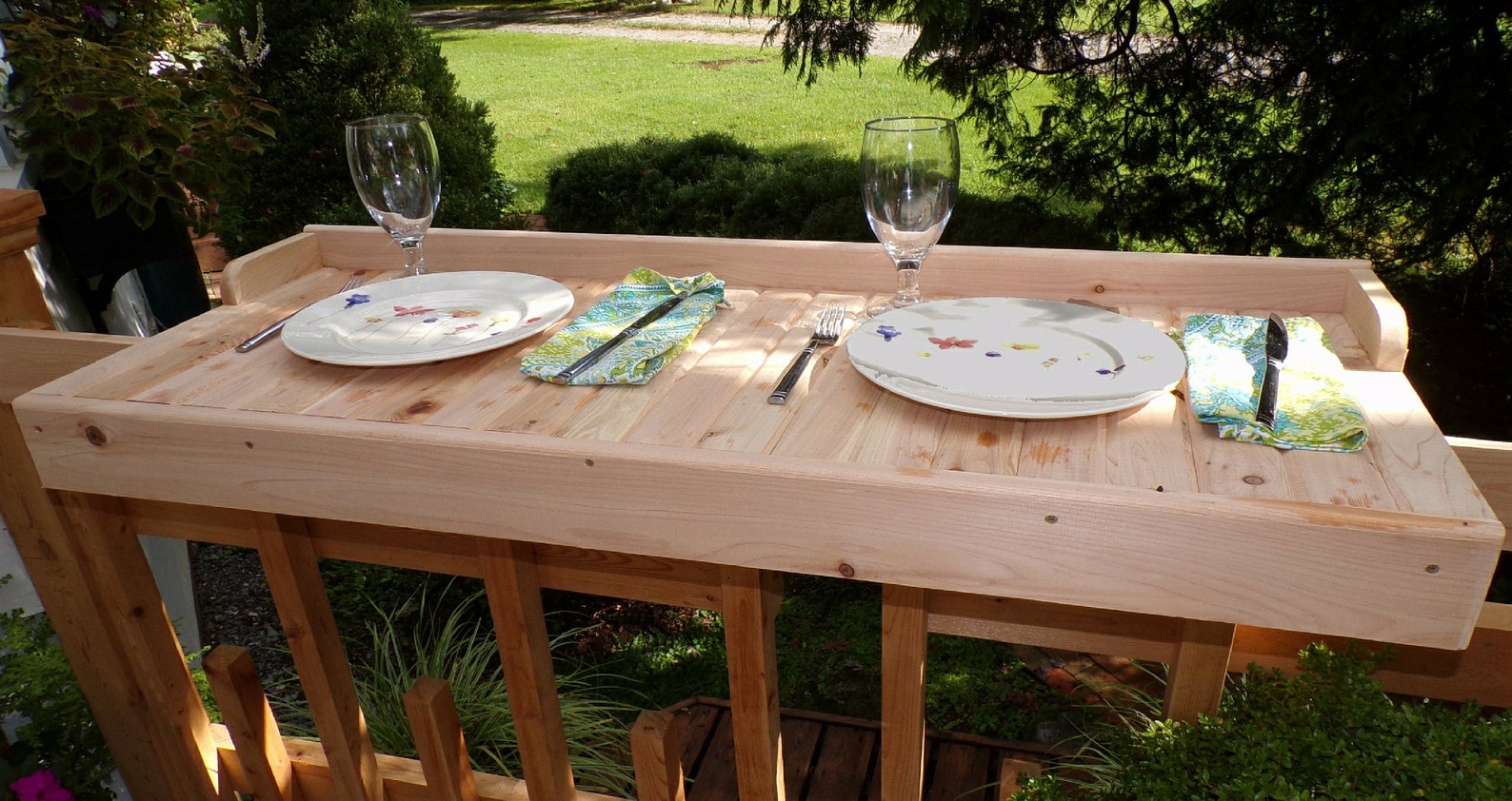 Deck / Balcony Cedar Rail Table - Etsy