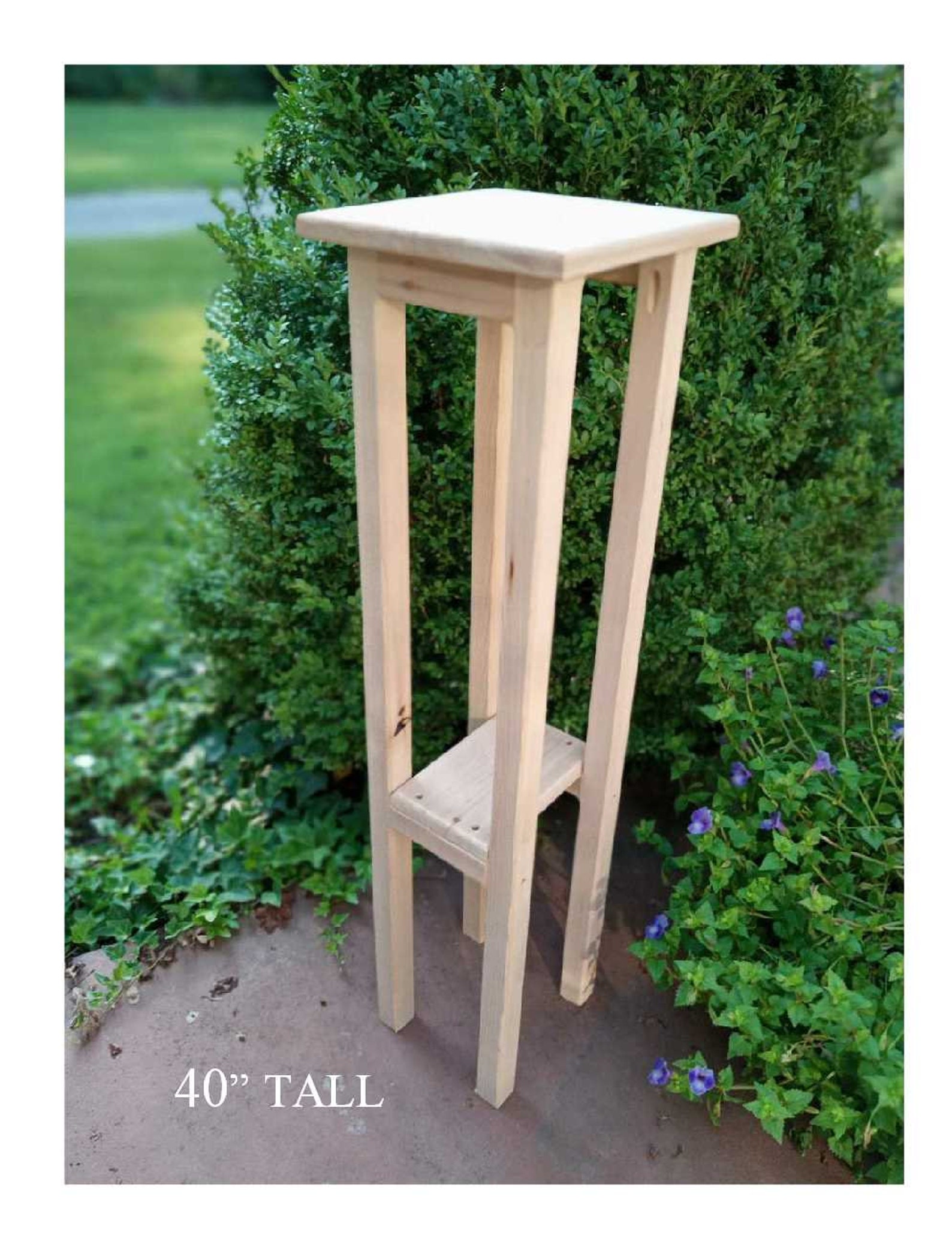 Plant Stand / Side Table, Indoor Outdoor, Cedar Wood With Bottom Shelf ...