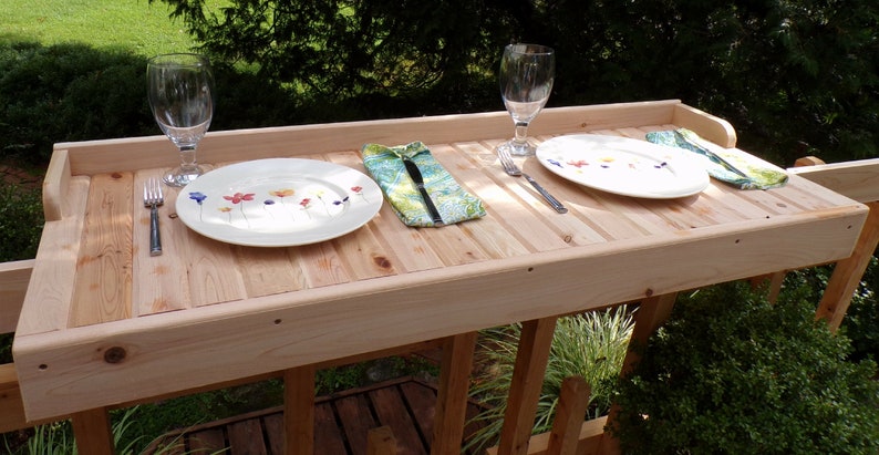 Deck / Balcony Cedar Rail Table - Etsy