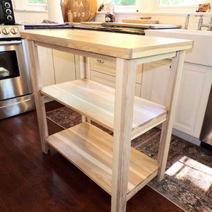 Kitchen Island Prep Table Solid Hickory - Etsy