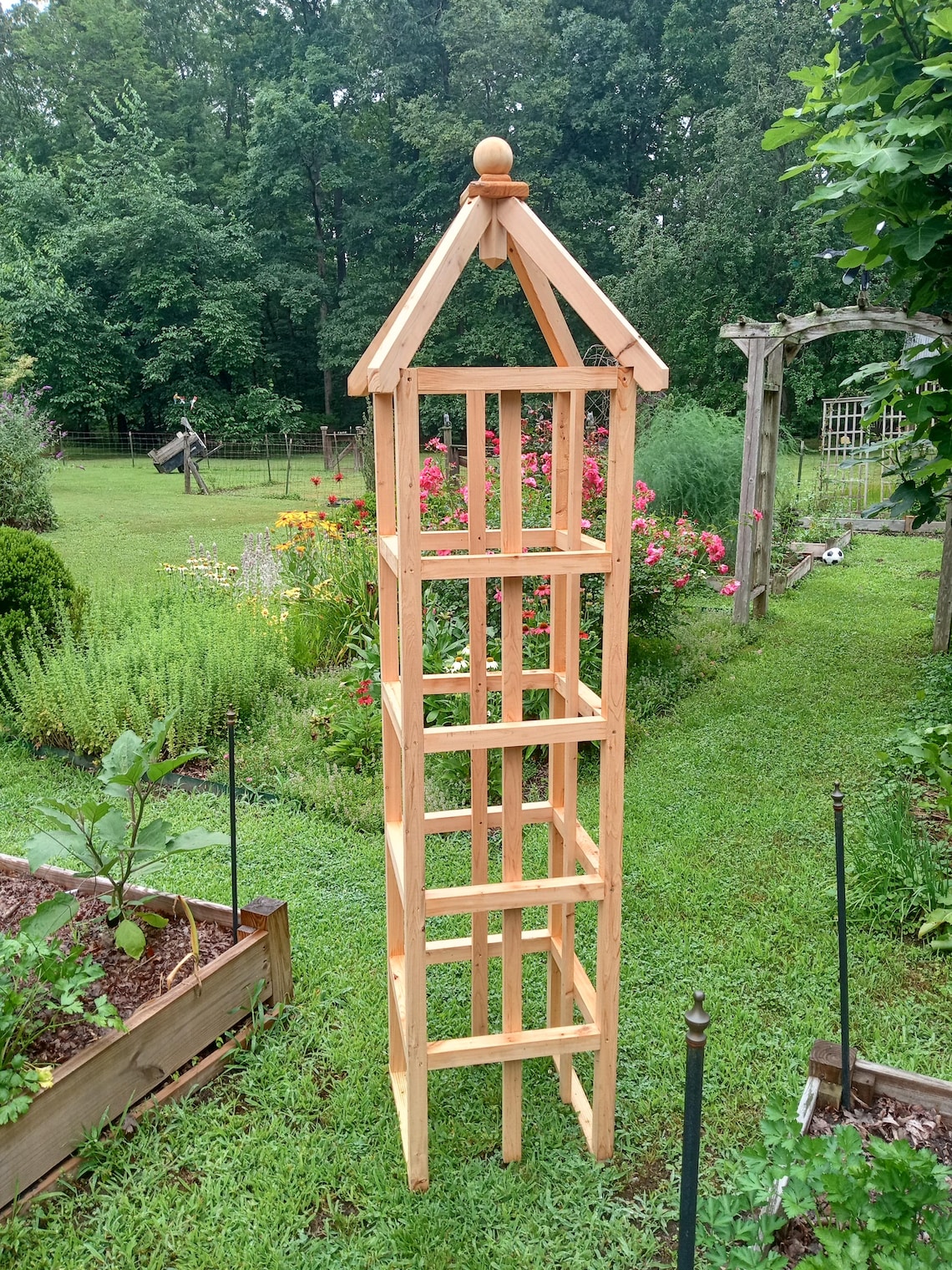Obelisk 6 Ft. 8in. Tall by 18" Wide Cedar Trellis - Etsy