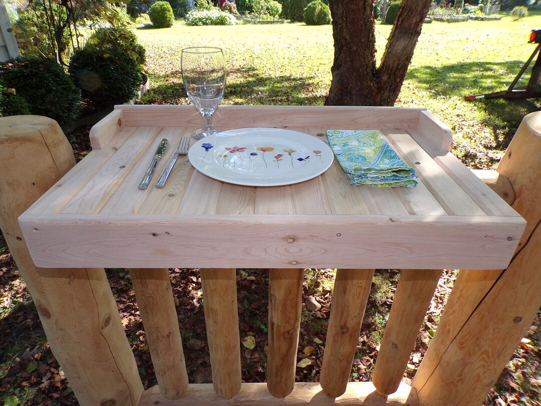 Deck / Balcony Cedar Rail Table - Etsy