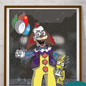 Pennywise IT Art Print Mashup Bart Meets Krustywise Collectible Limited Signed by Artist - Etsy