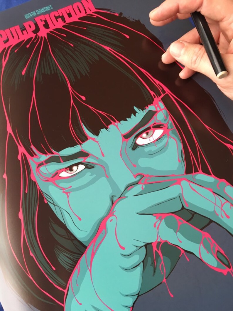 Pulp Fiction Mia Wallace Art Print Limited Edition Signed By Etsy