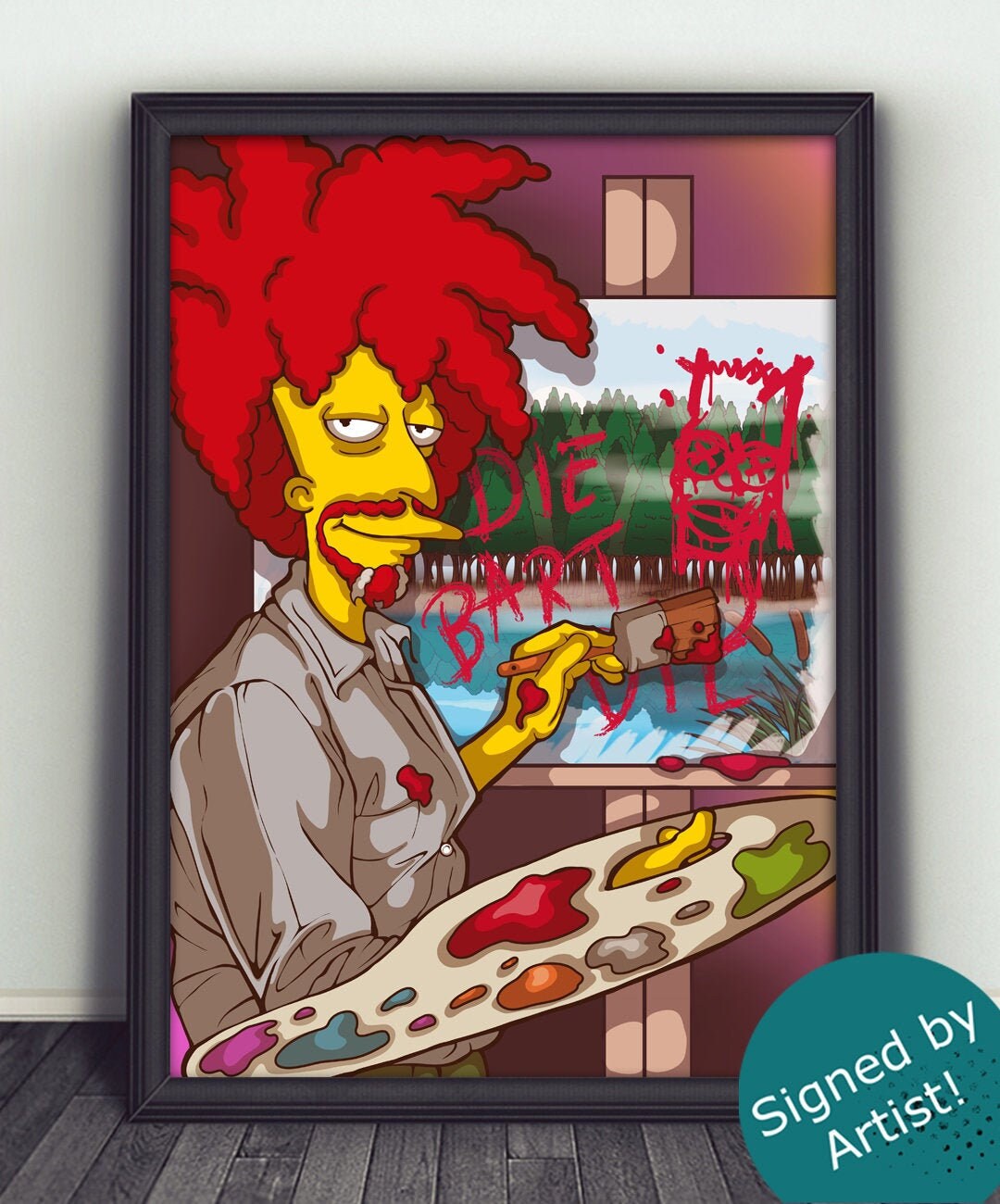 Bob Ross Simpsons Style Art Print, Limited Edition, Signed by Artist ...