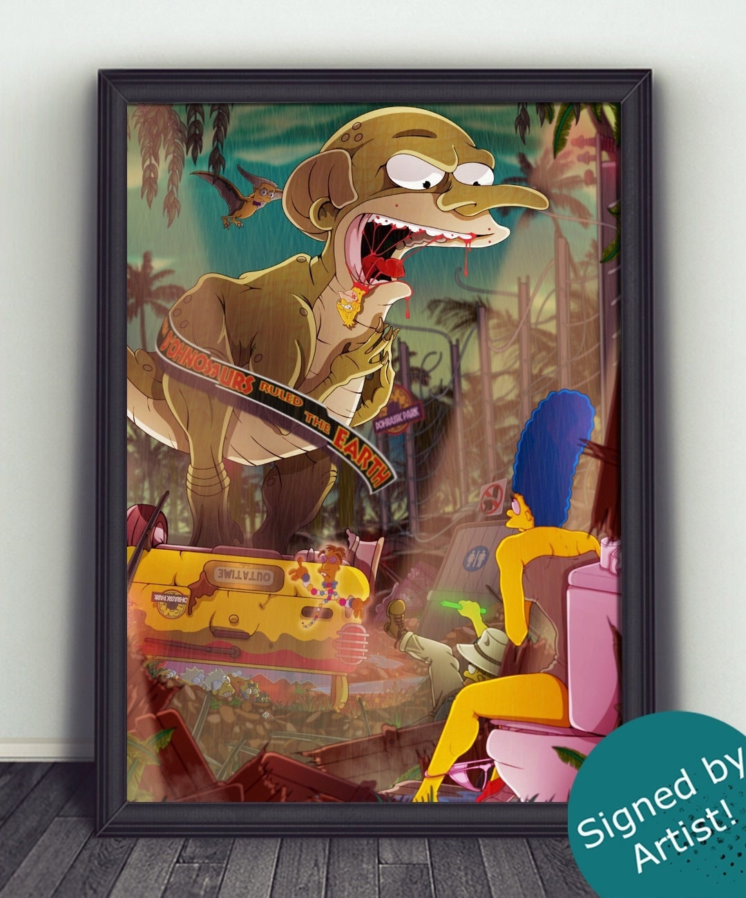 Jurassic Park Simpsons Style Art Print, Limited Edition, Signed by Artist - Etsy UK