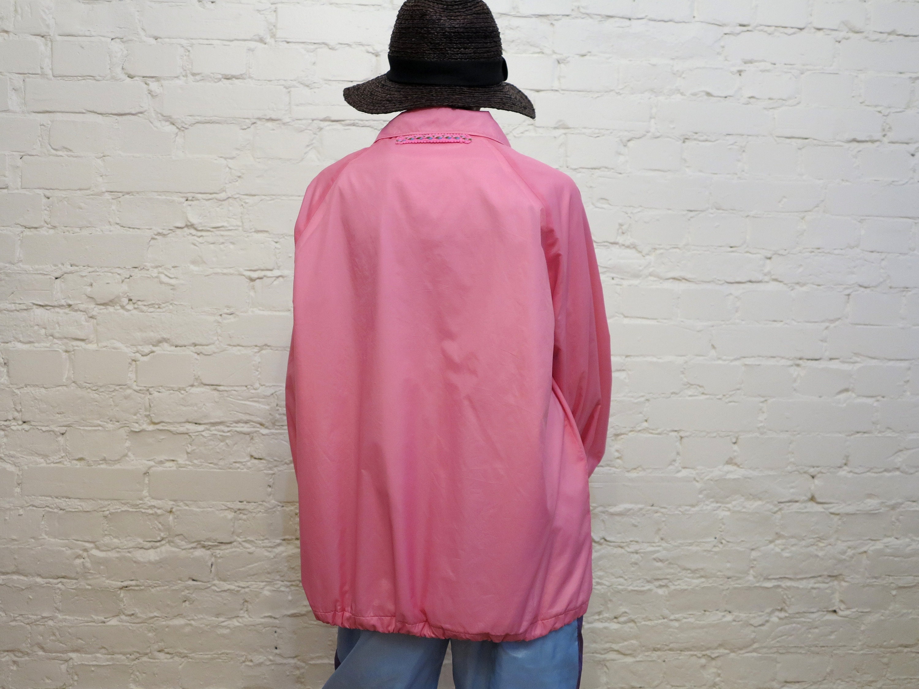 Vintage 80s Neon Pink Nylon Jacket Womens Windbreaker | Etsy