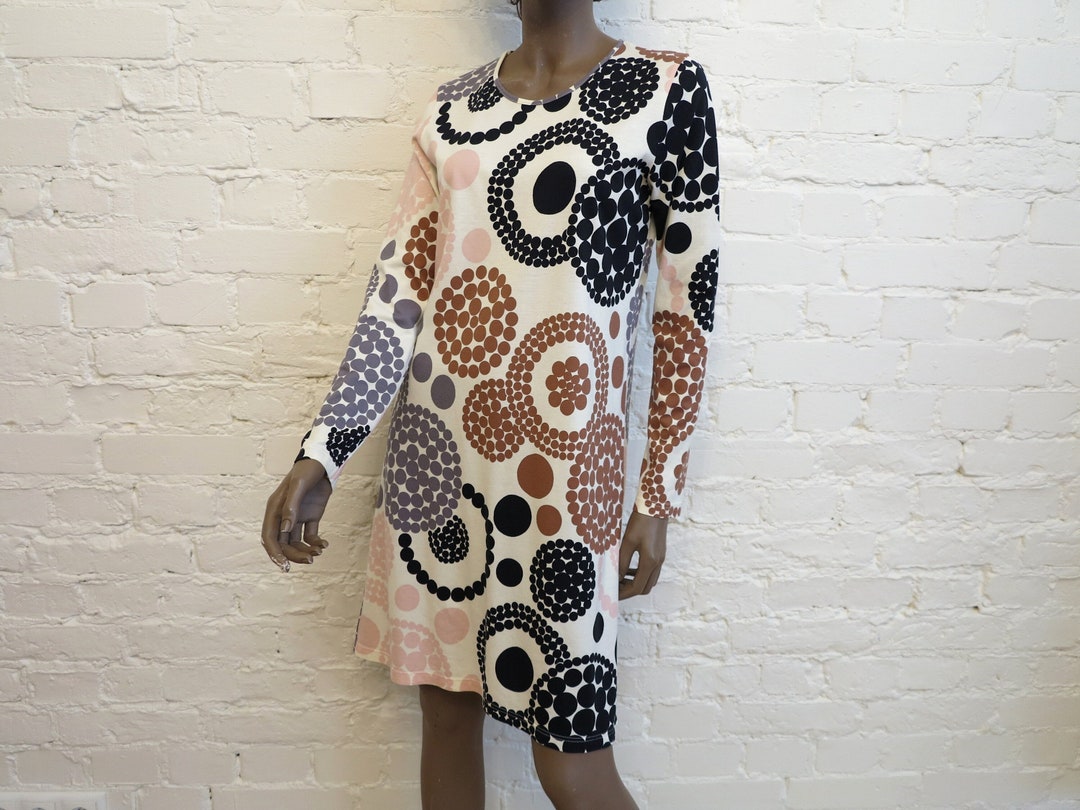 NANSO Womens Dress off White Abstract Print Dress Home Dress Long Tunic ...