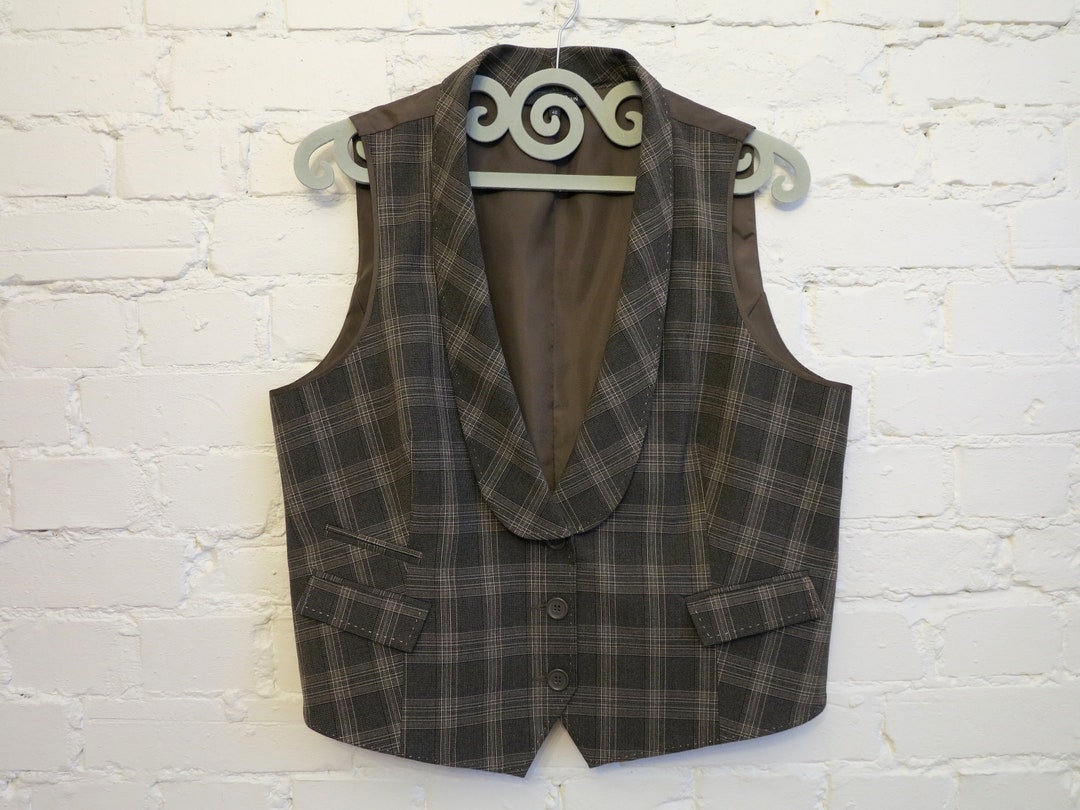 Brown Plaid Womens Vest Checkered Vest Plaid Waistcoat Steampunk ...