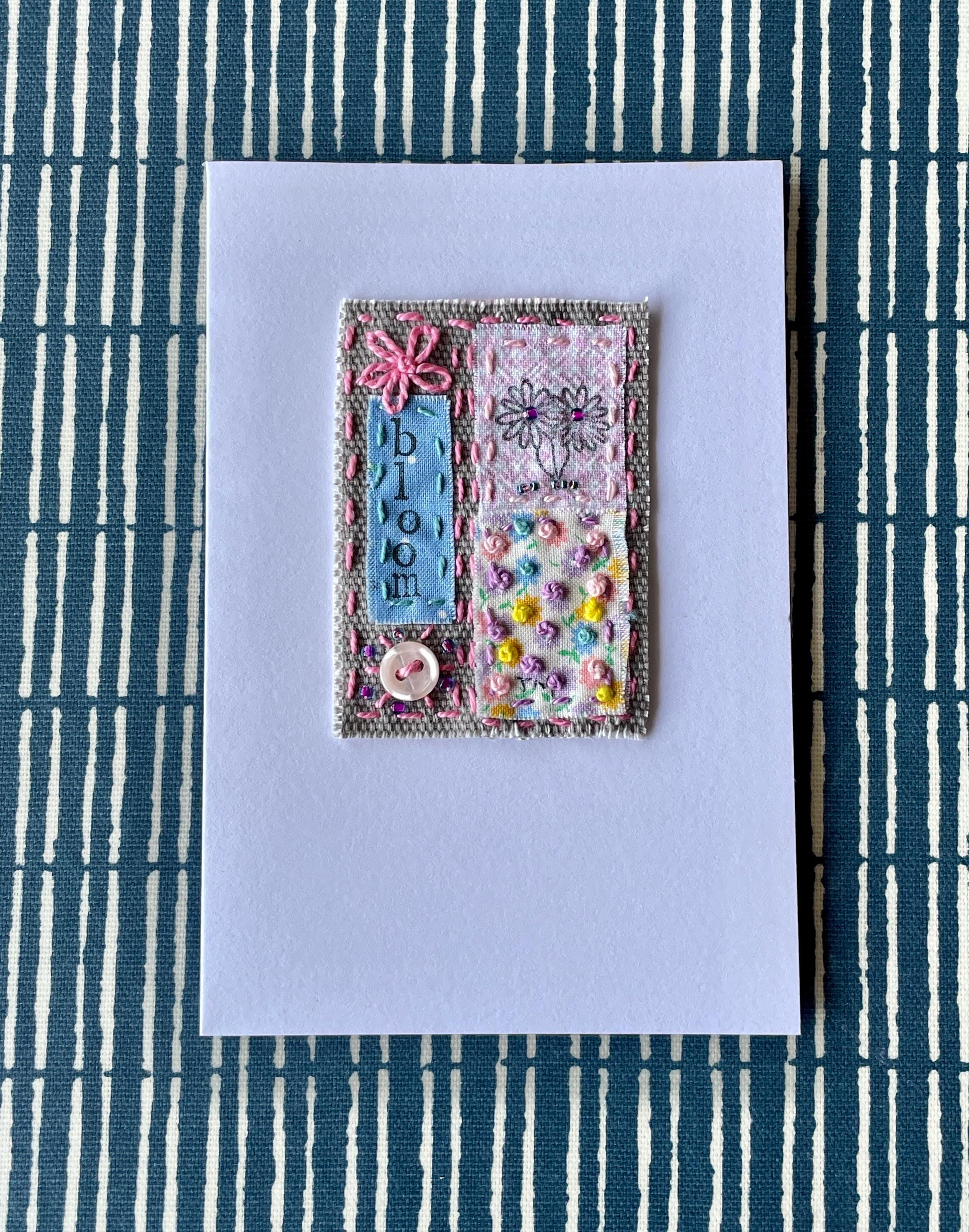 Hand Stitched Greeting Card, Blank Card, Mixed Media, Slow Stitch ...