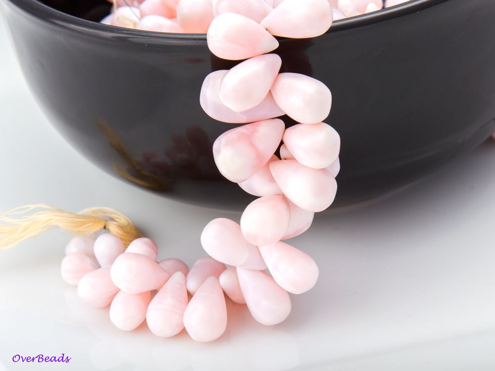 16 19mm 5pc PINK PERUVIAN OPAL Teardrop Beads Top Drilled | Etsy