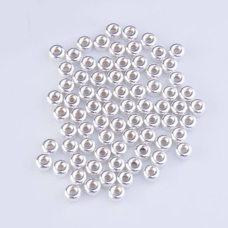 Sterling Silver 4.2mm Roundel Donut Beads, Sold by 20, 50, 100, 250 ...