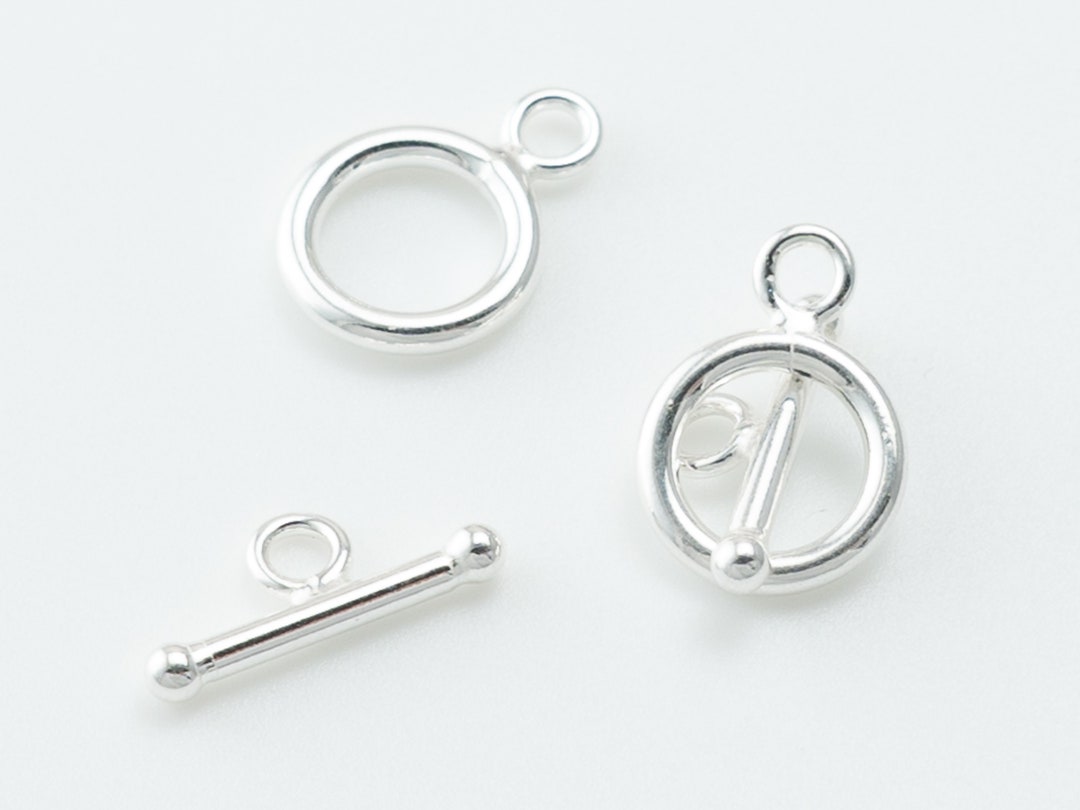 2 SETS -sterling Silver Shiny Round Toggle With Bar, Priced per Set ...