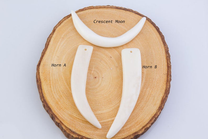 White Bone Pendants Crescent Moon Bone Pendant Long White - Etsy