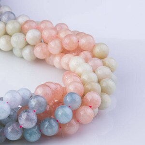Multi-color Morganite Polished Round Beads, Semi-precious, Natural ...