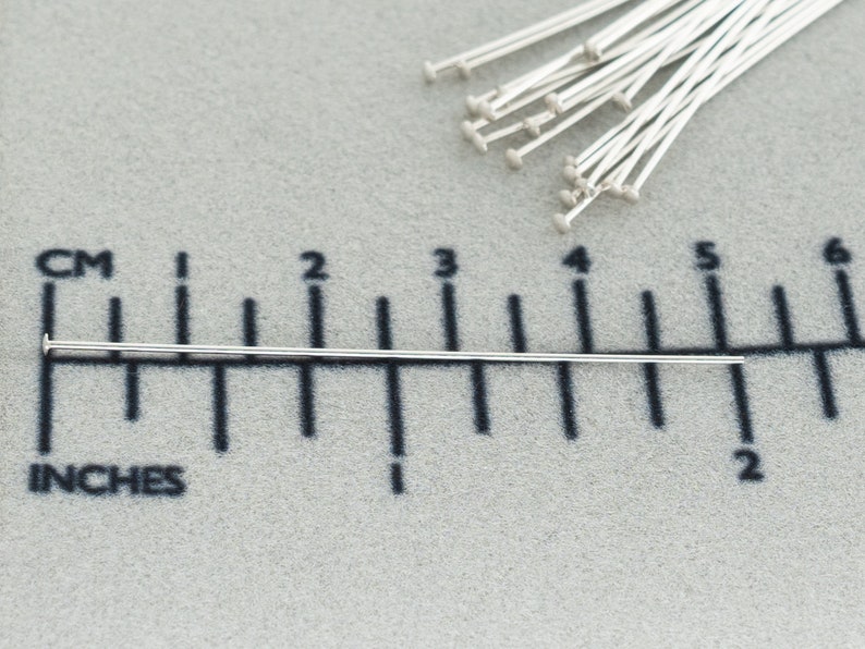 50 Pcs- 2 Inch 22GAUGE .025 Sterling Silver Head Pin, for Making Bead ...