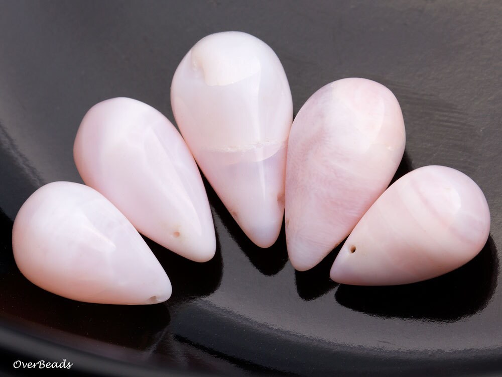 16 19mm 5pc PINK PERUVIAN OPAL Teardrop Beads Top Drilled | Etsy