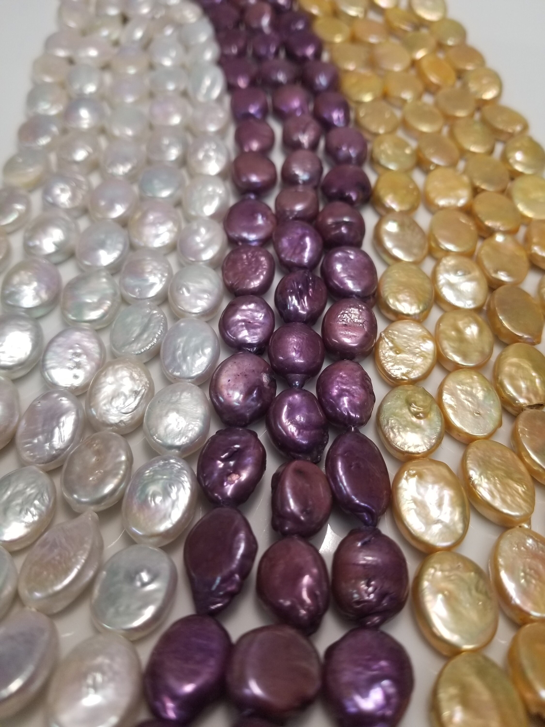 Large Flat Oval Freshwater Coin Pearls Center Drilled A | Etsy