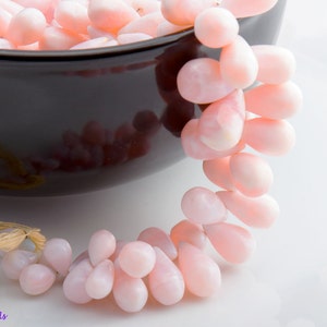 16 - 19mm 5pc PINK PERUVIAN OPAL Teardrop Beads, Top Drilled, Round ...