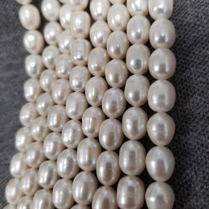 8mm X 10mm Large Oval Rice ,bell Shape Freshwater Pearls, AA Grade ...