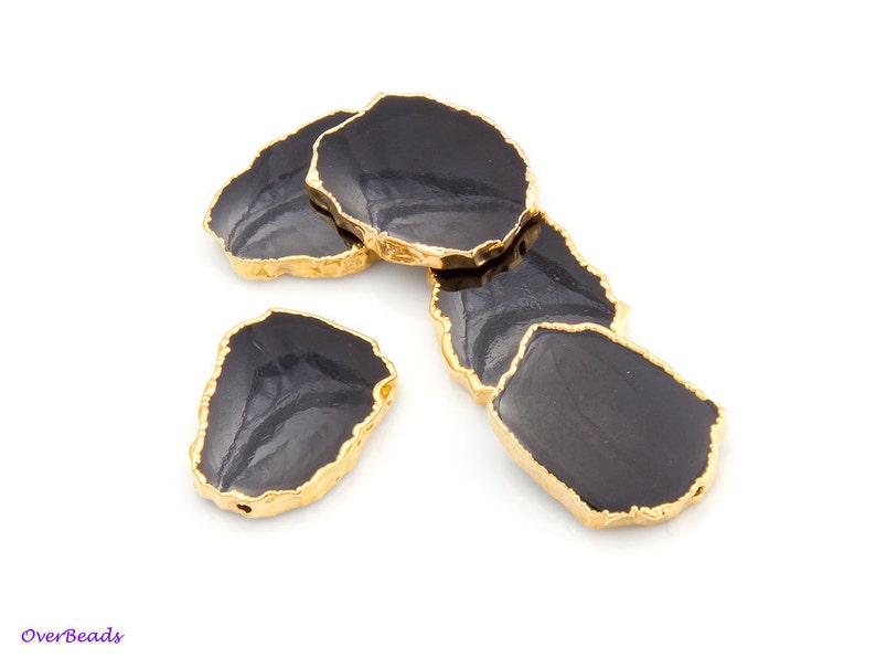 10pcs -side Drilled FREEFORM Gemstone Slice, 24k Gold Edge, Pendant ...