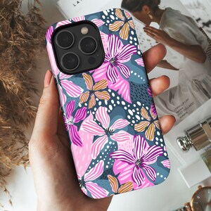 Pink Flower Pattern Iphone 14 Case / Iphone 13 Pro Max TOUGH - Etsy