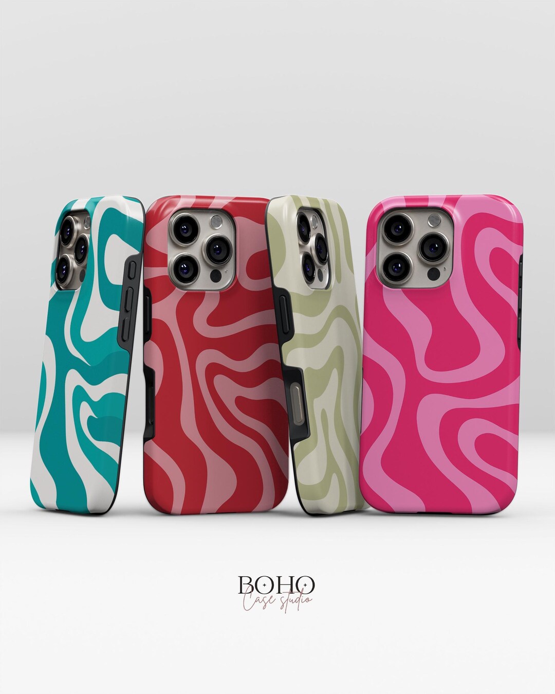 Abstract Wavy Pattern Phone Case for Xiaomi, Google Pixel | Retro Fluid ...