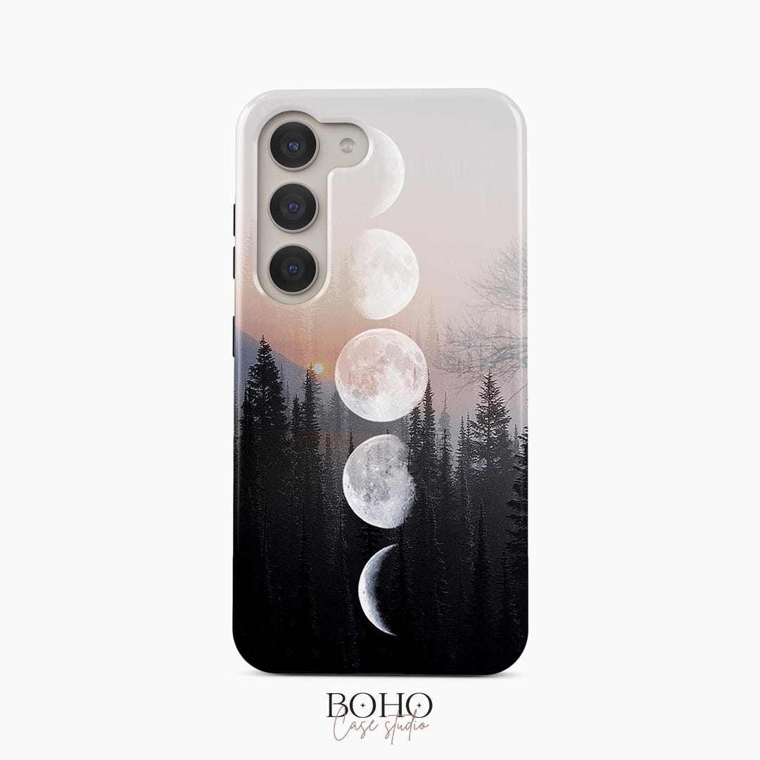 Moon Phases Forest Phone Case for Samsung Galaxy S24 Ultra Plus, iPhone ...