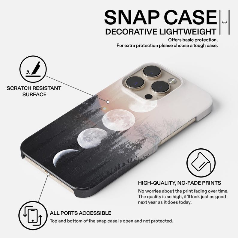 Moon Phases Forest Phone Case for Samsung Galaxy S24 Ultra Plus, iPhone ...