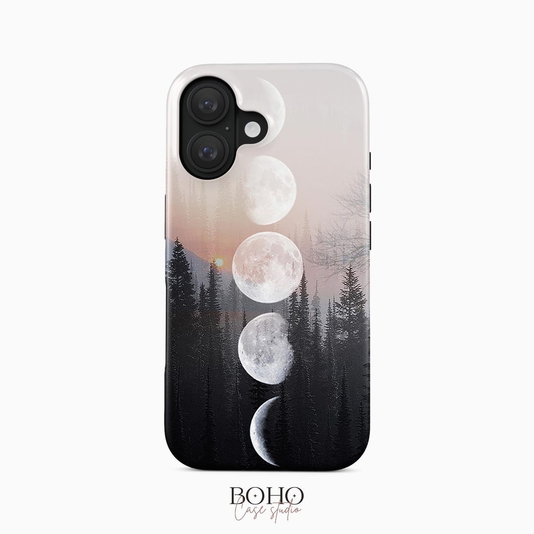 Moon Phases Forest Phone Case, Boho Style for Iphone, Samsung Galaxy ...