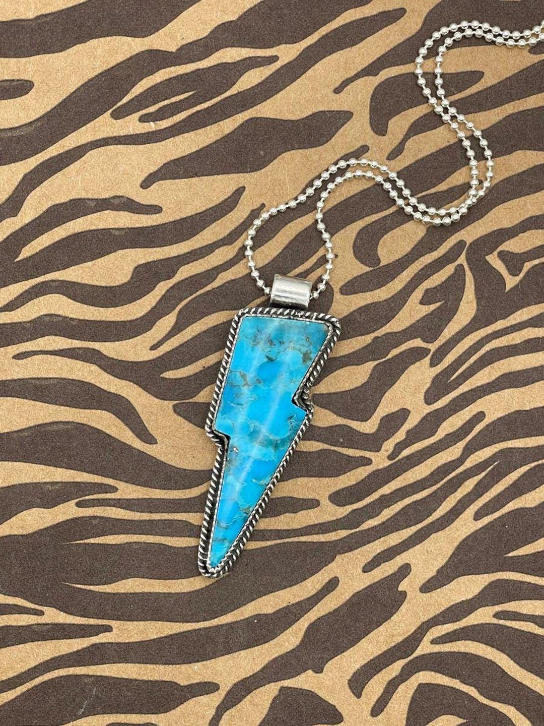 Blake-turquoise Lightning Bolt Pendant - Etsy