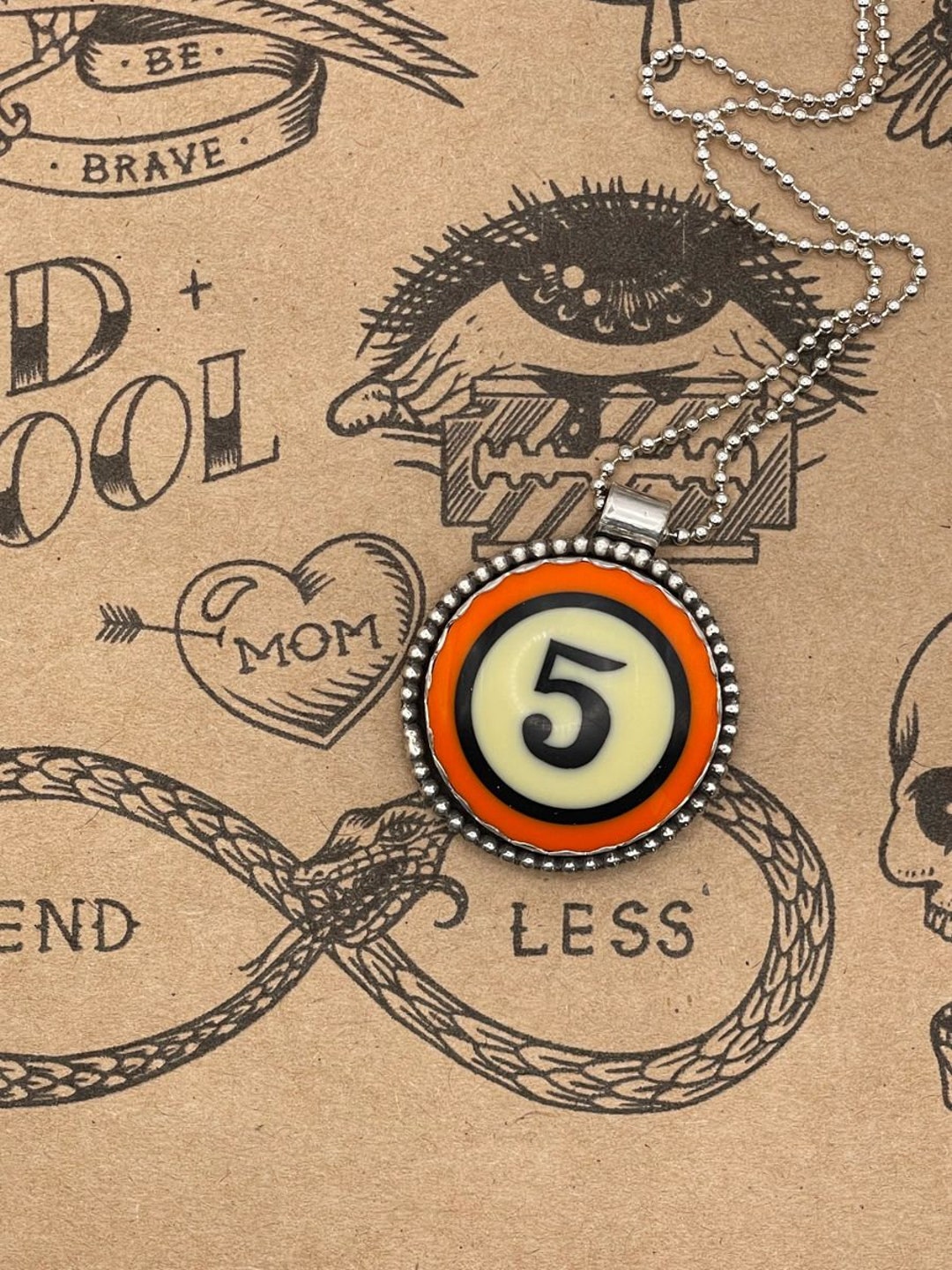 Sada-vintage Billiard Ball #5 Pendant - Etsy