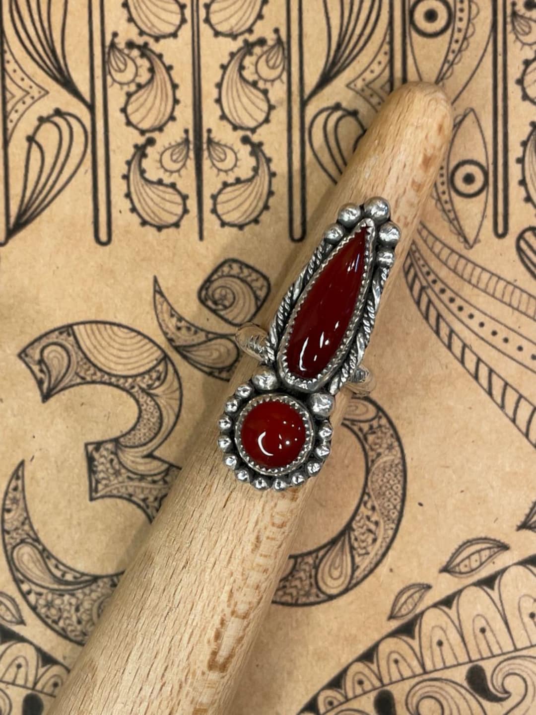 Edna-red Onyx Carnelian Double Stone Ring - Etsy