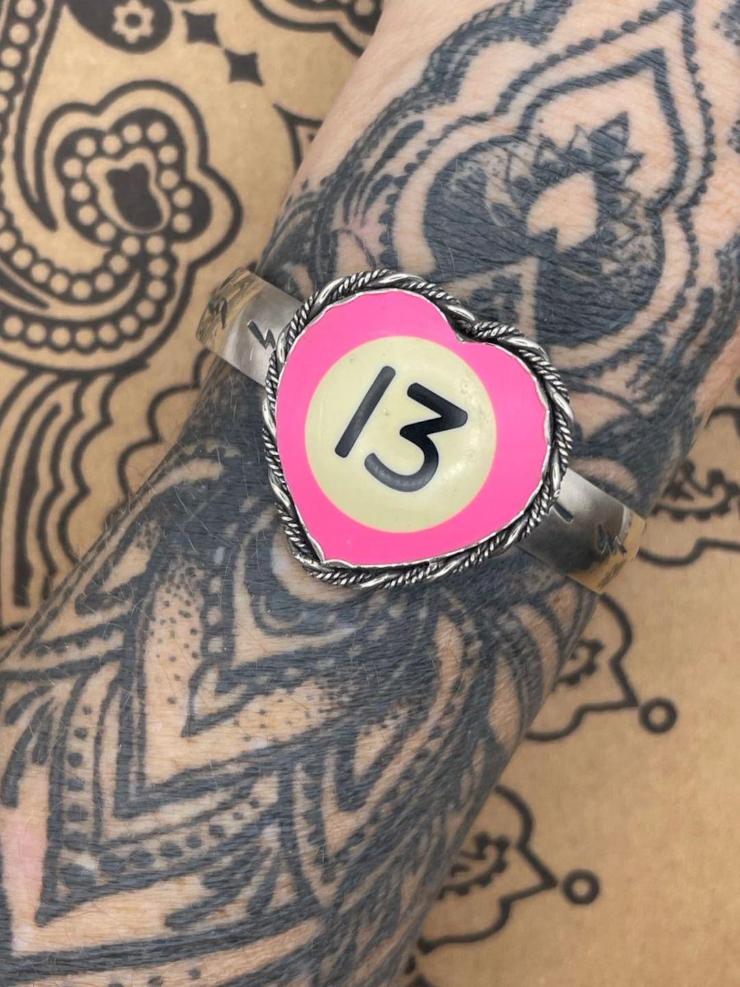 Shiloh-vintage Unique Color Pink Billiard Ball #13 Cuff - Etsy